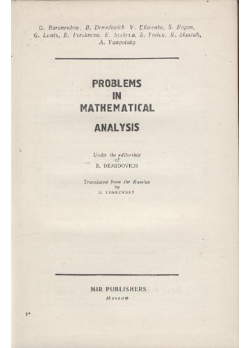 Sebo do Messias Livro - Problems in Mathematical Analysis
